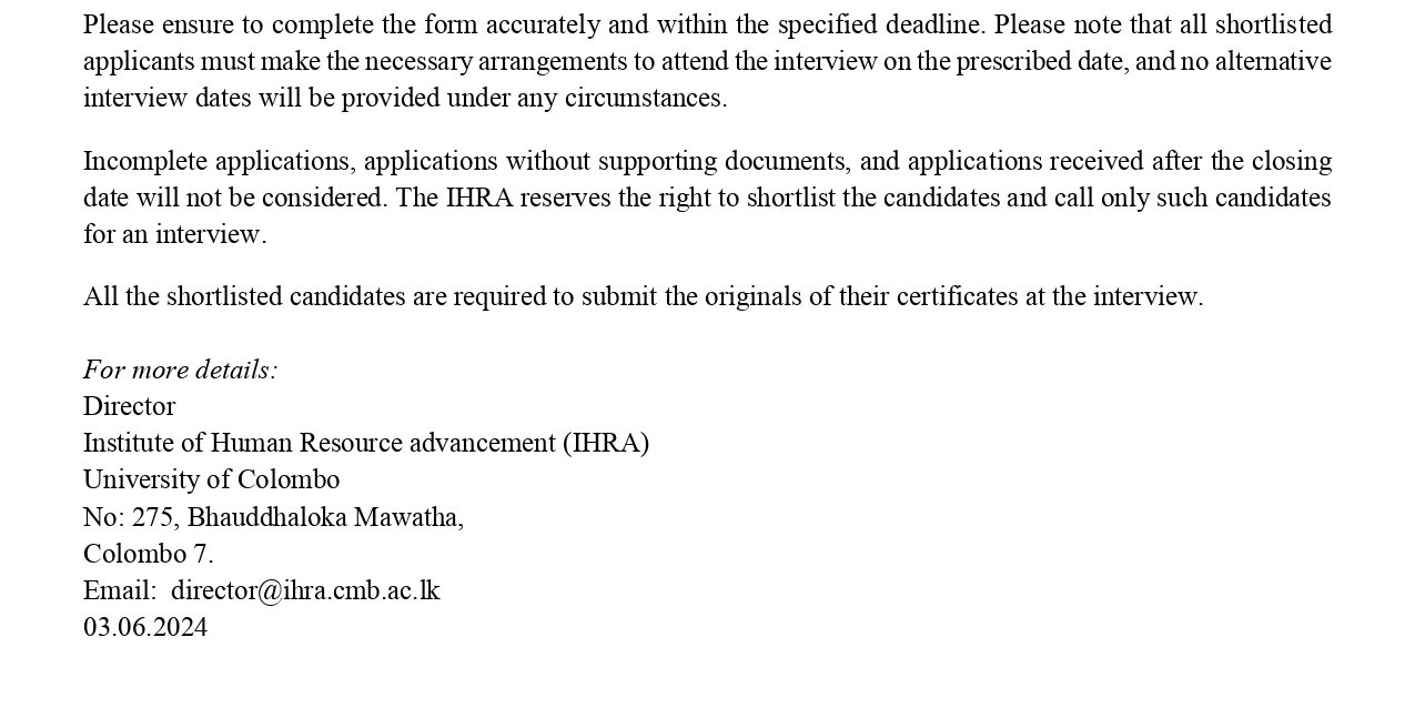 Vacancies – Institute of Human Resource Advancement